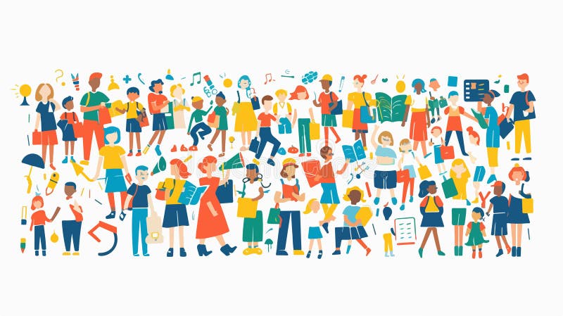 Busy School Students Engaged in Group Study Session with Books Stock ...