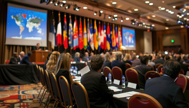 A Crowd is Seated in a Conference Room Watching a Presentation Stock ...