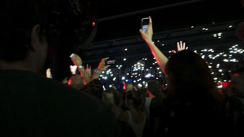Silhouette People Rock Show Stock Image - Image of fist, group: 100398343