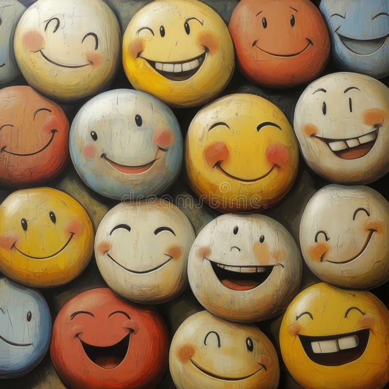 Crowd of Smiley Faces in Various Styles and Compositions, from ...