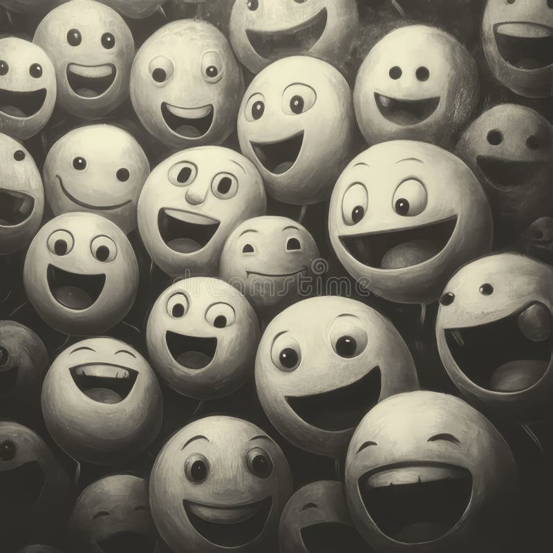 Crowd of Smiley Faces in Various Styles and Compositions, from ...