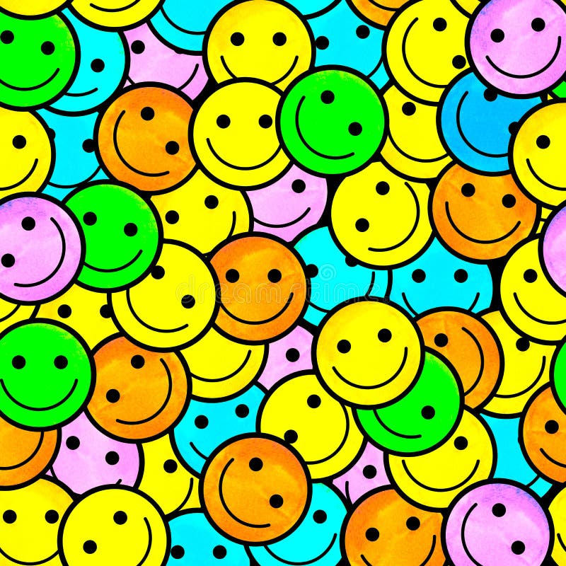 Crowd of Smiling Emoticons. Smiles Icon Pattern Stock Illustration ...