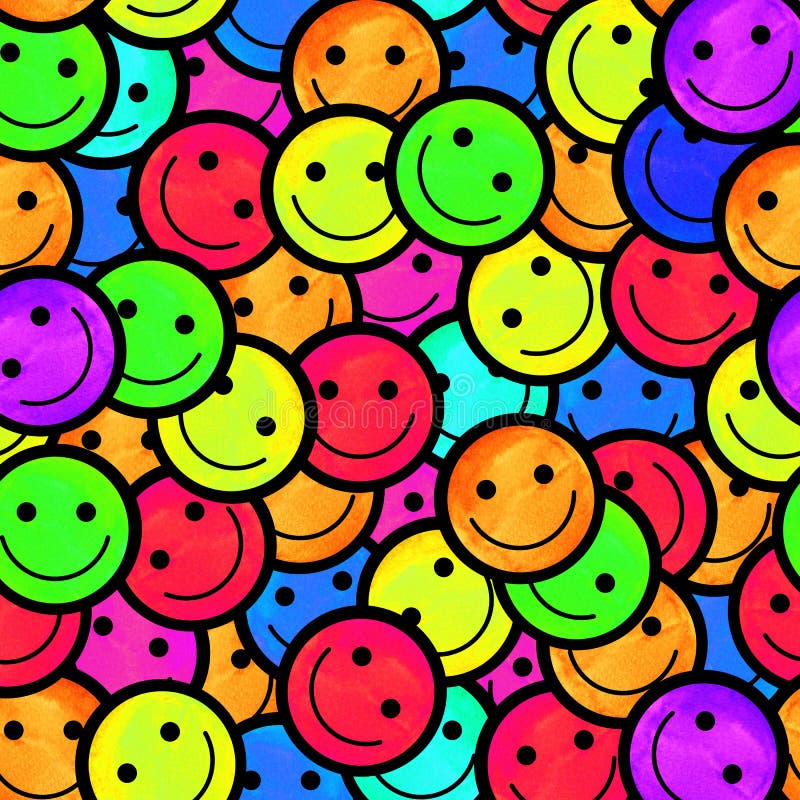 Crowd of Smiling Emoticons. Smiles Icon Pattern Stock Illustration ...