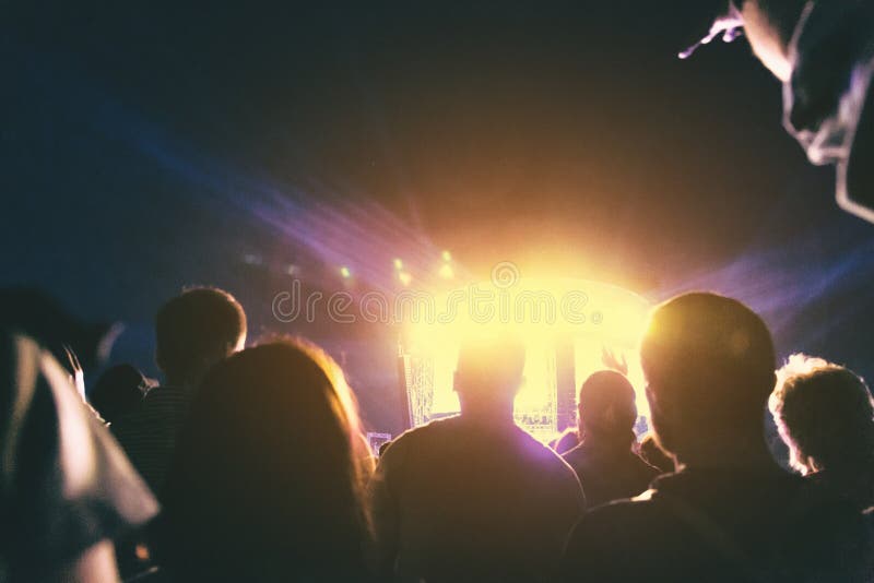 Crowd of Spectators Having Fun at a Concert. Stock Image - Image of ...
