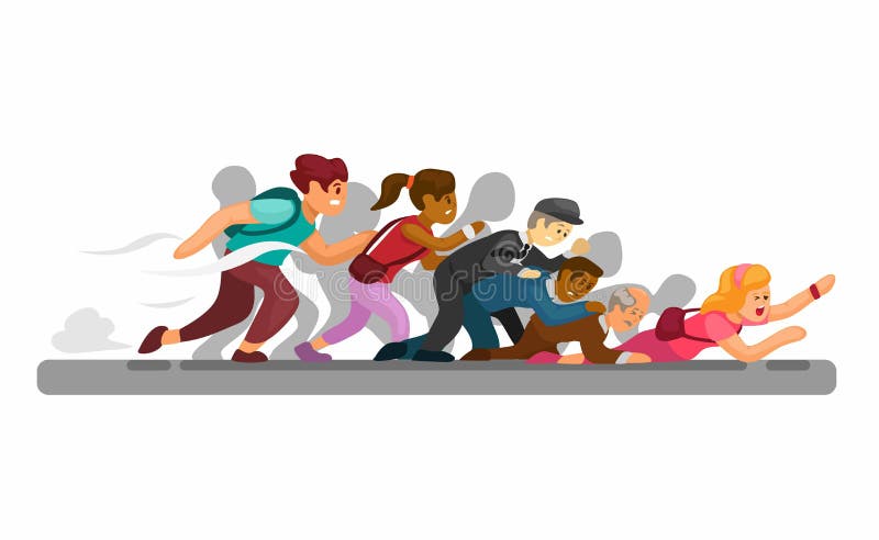 Crowd Stampede Crush Disaster Cartoon Illustration Vector Stock Vector ...