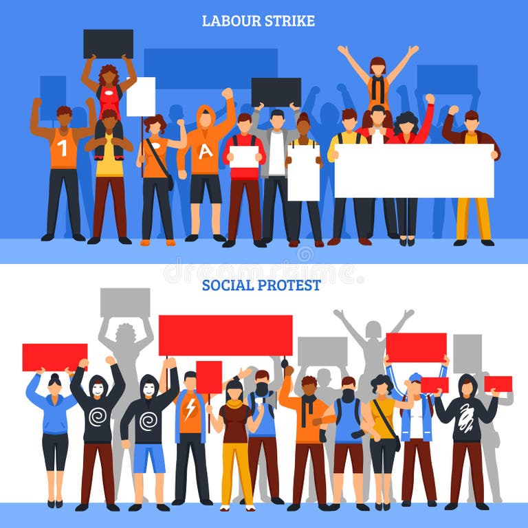 Horizontal Protesting Crowd Stock Illustrations – 139 Horizontal ...