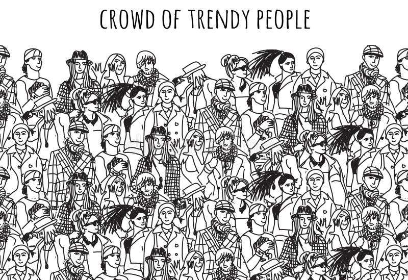 Crowd People Black White Stock Illustrations – 20,989 Crowd People ...