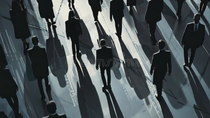 Crowd Walking through a Shadowed Plaza Stock Video - Video of ...