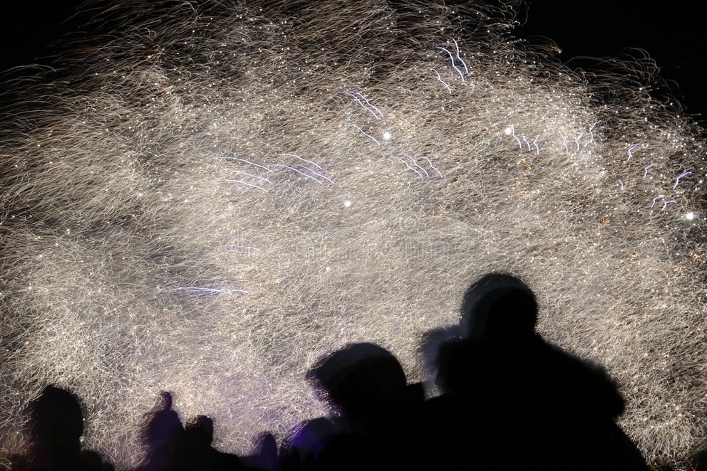 Crowd Watching Firework Display Stock Image - Image of background ...