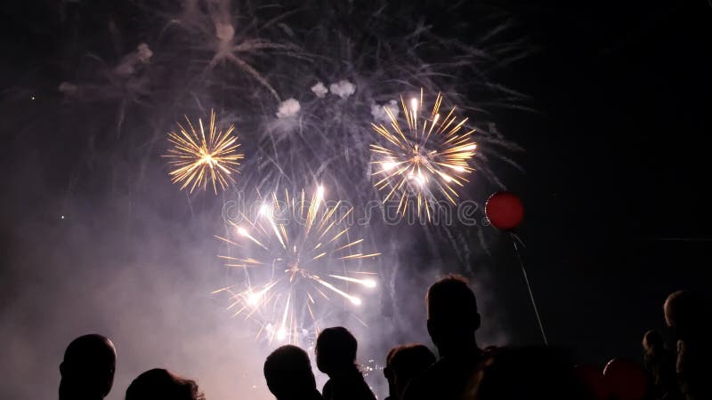 Crowd watching fireworks stock photo. Image of celebrate - 100656284