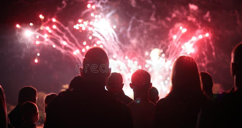 Crowd watching fireworks editorial photo. Image of crowd - 98498871