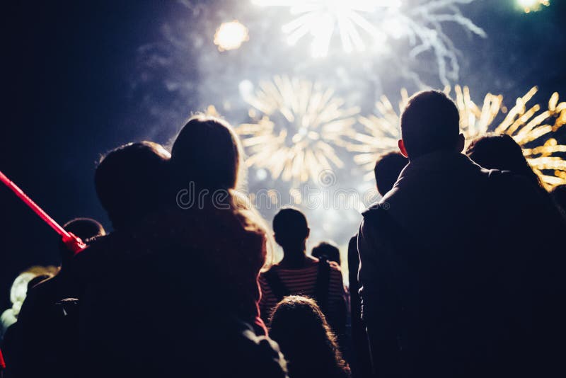 Crowd watching fireworks editorial photo. Image of night - 98498936