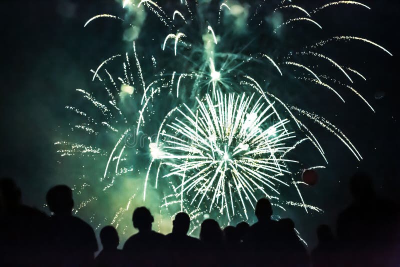 Crowd watching fireworks stock image. Image of firework - 105389021
