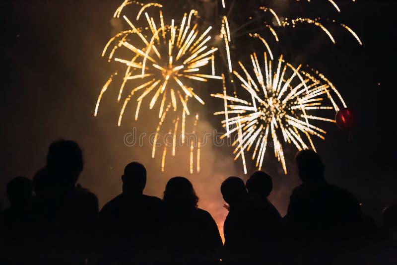 Crowd watching fireworks stock photo. Image of colors - 133765718