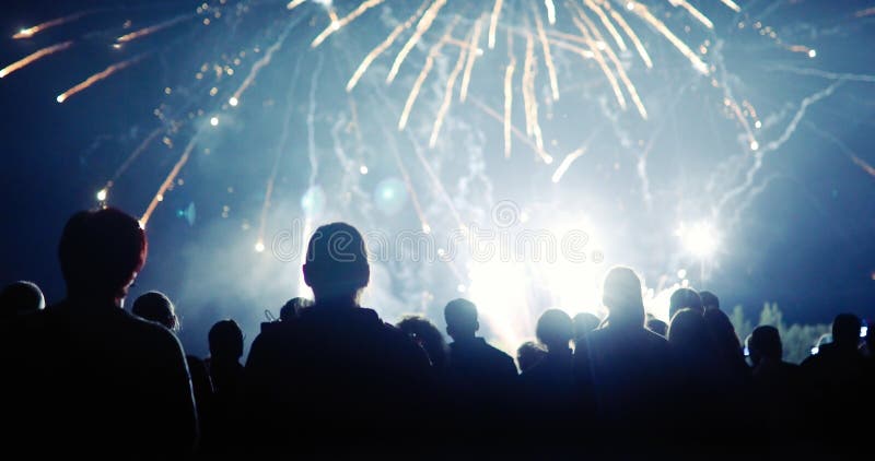 Crowd watching fireworks stock image. Image of explode - 103525769