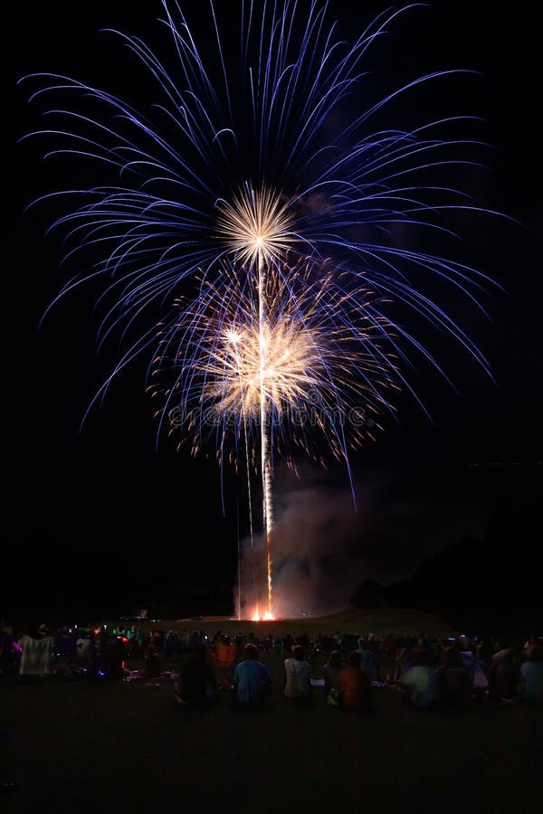 Crowd Watching Fireworks Display Stock Photo - Image of dusk, festive ...
