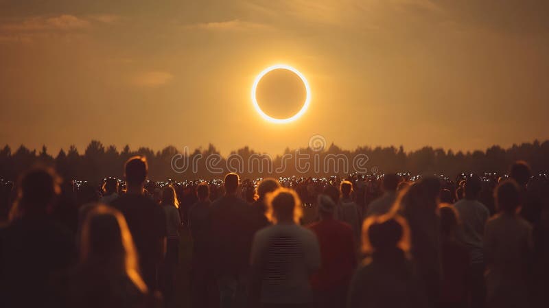 Solar Eclipse Over Forest Sunset Glow Stock Photos - Free & Royalty ...