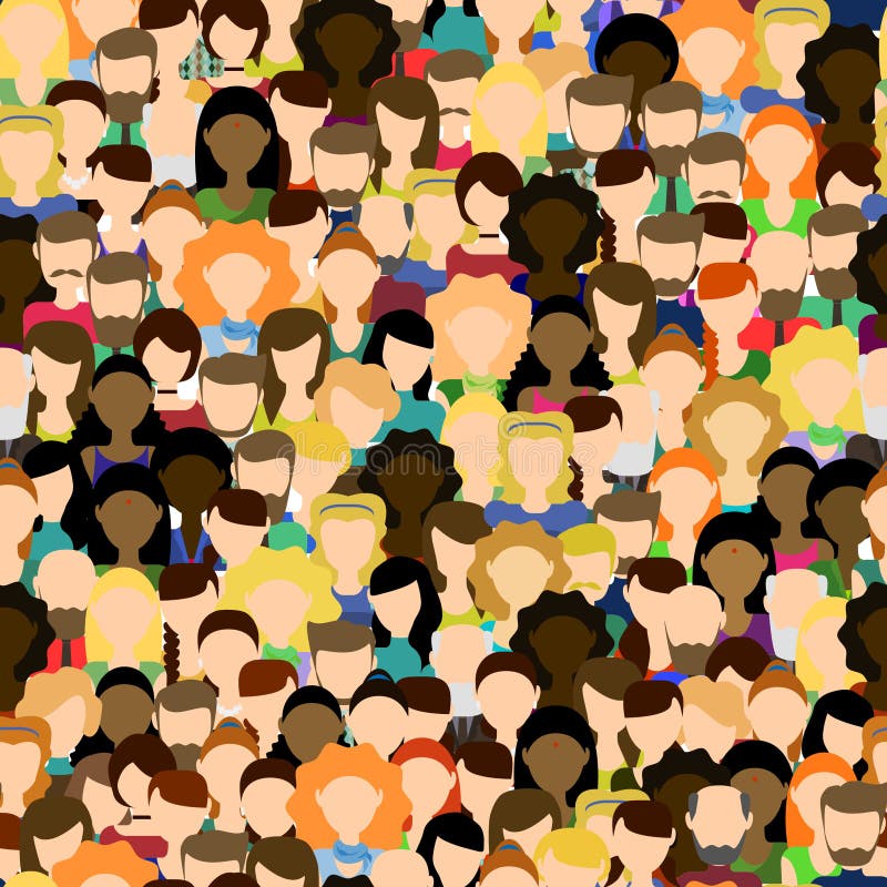 Seamless Vector Pattern of Crowd People at Football Stadium. Sports ...