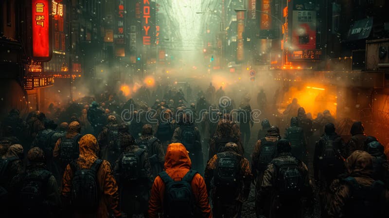 Crowd of Zombies in a Post-apocalyptic City Stock Illustration ...