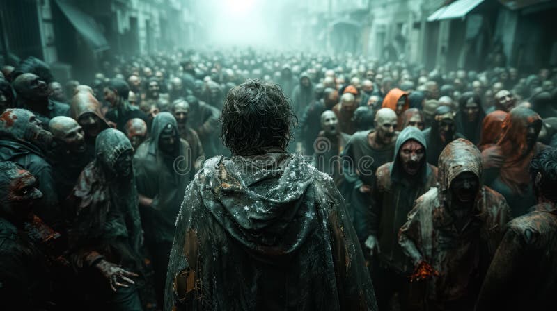 Crowd of Zombies in a Post-apocalyptic City Stock Illustration ...