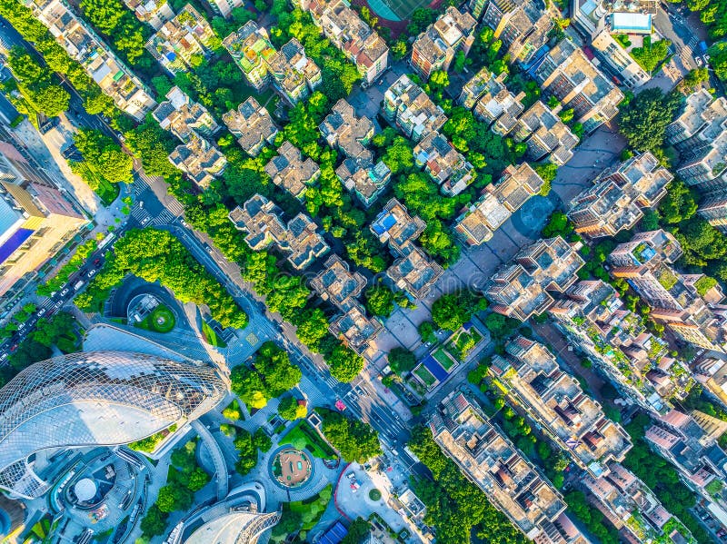 Crowded Architectural Landscape in Downtown Stock Photo - Image of ...