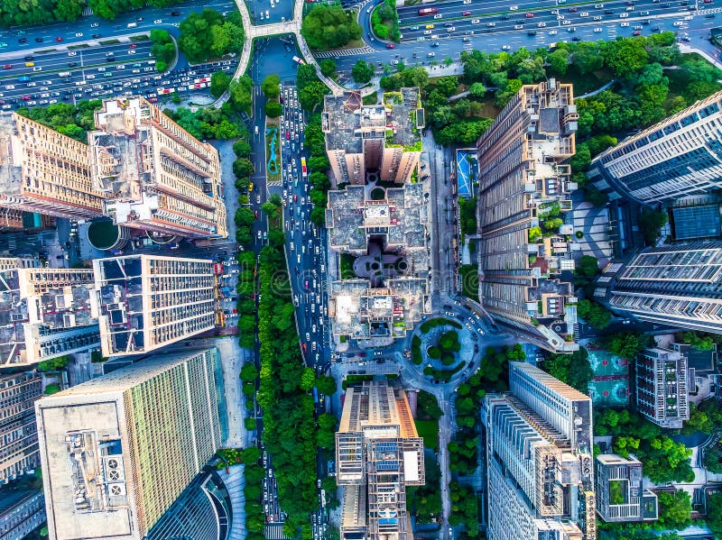 Crowded Architectural Landscape in Downtown Stock Image - Image of ...