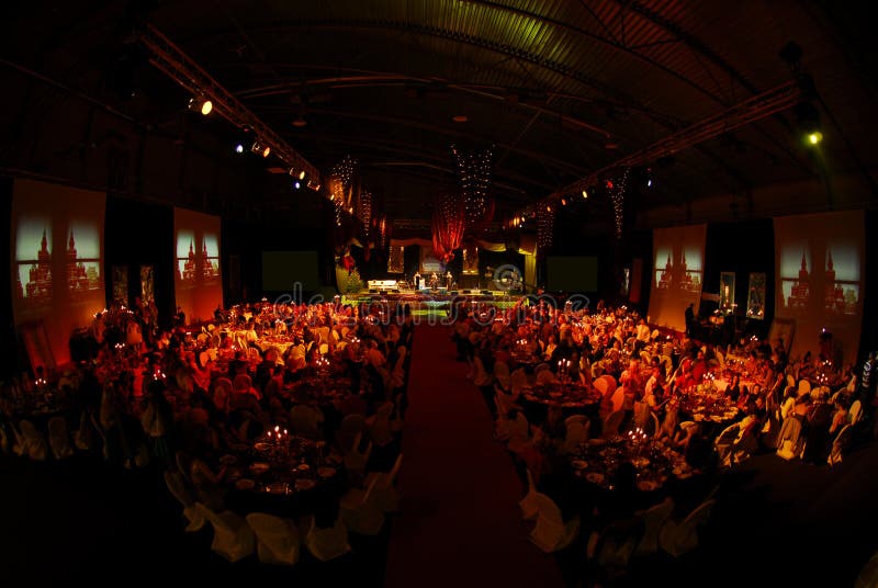 Crowded banquet room stock photo. Image of table, inside - 4139044