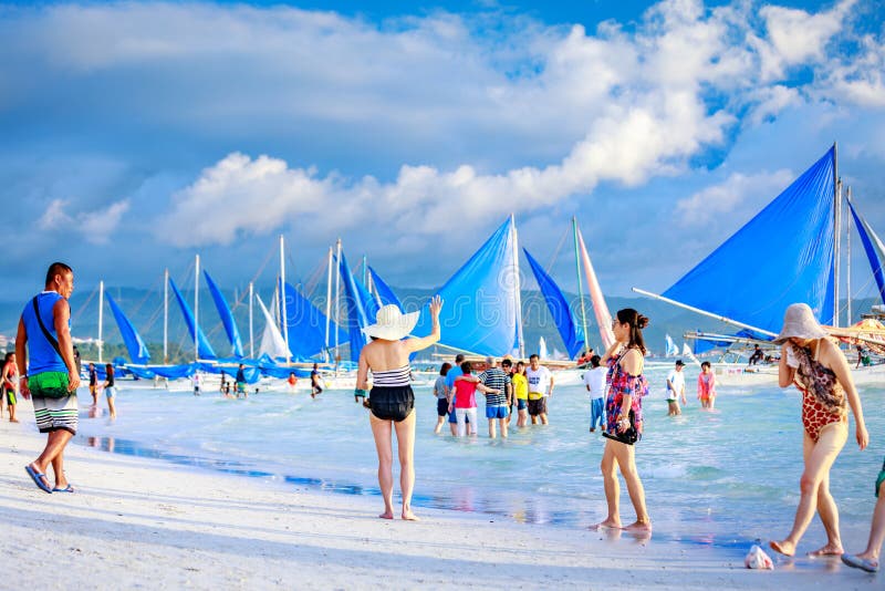 Crowded Beach of Boracay Beach Editorial Photo - Image of philippines ...