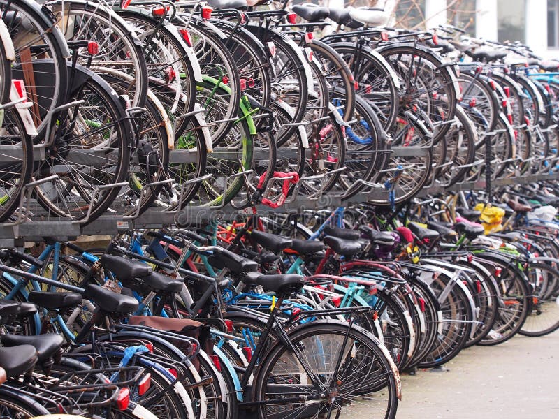 Crowded Bicycle Storage for Commuters at Leiden Editorial Stock Image ...