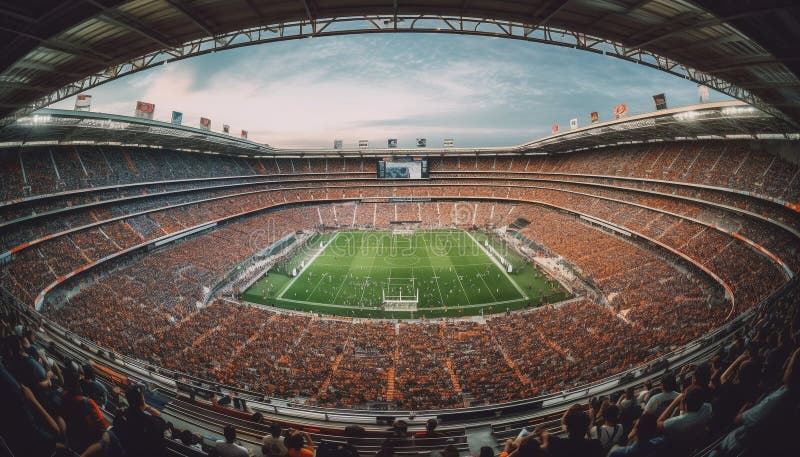 Crowded Bleachers Cheer Successful Championship Team Performance ...
