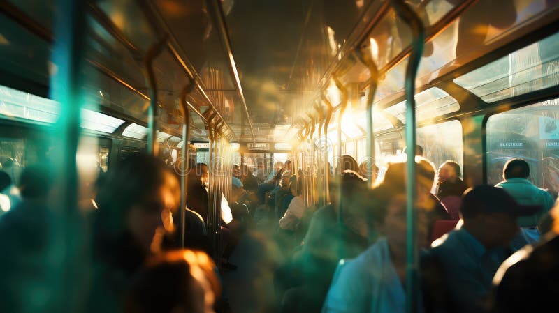 Crowded Blurred Bus Interior Stock Illustration - Illustration of ...