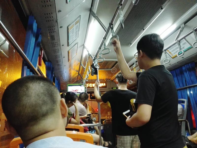 The Crowded Bus Carriages Were Crowded with Passengers. in Shenzhen ...