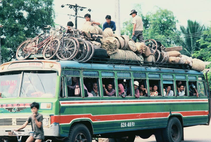 Crowded Bus in Rural Vietnam Editorial Image - Image of southern ...