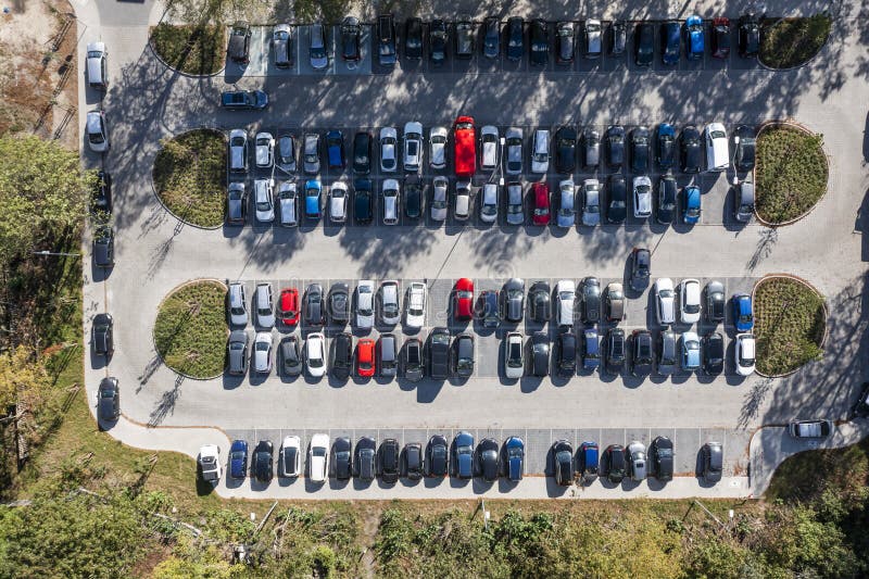 Crowded Car Park with No Free Space, View from a Drone Stock Image ...