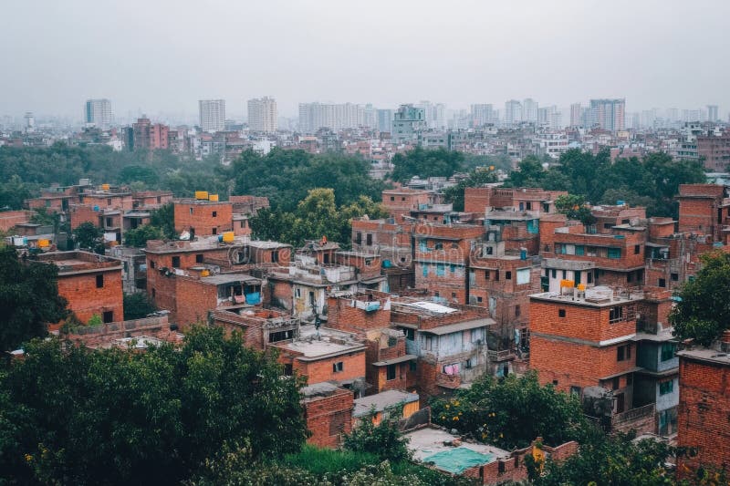 Crowded Cityscapes with Brick Edifices and a Significant Number of ...