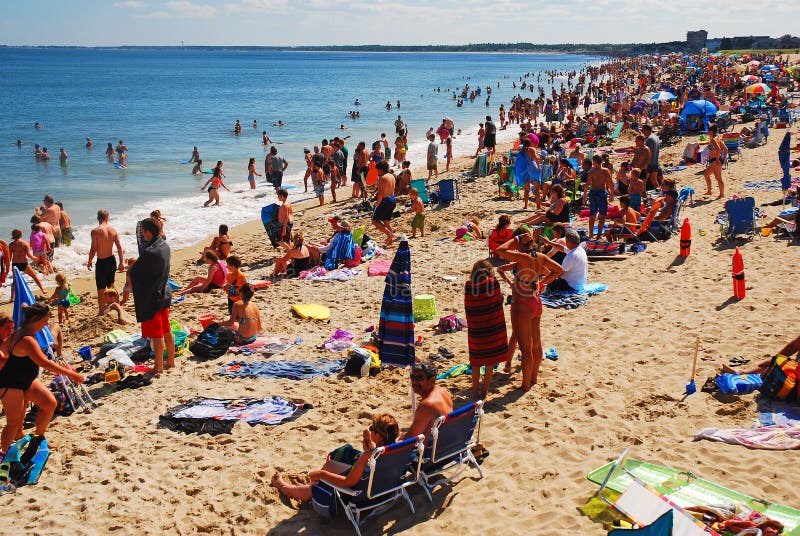 A Crowded Coastline at Old Orchard Beach, Maine Editorial Photography ...