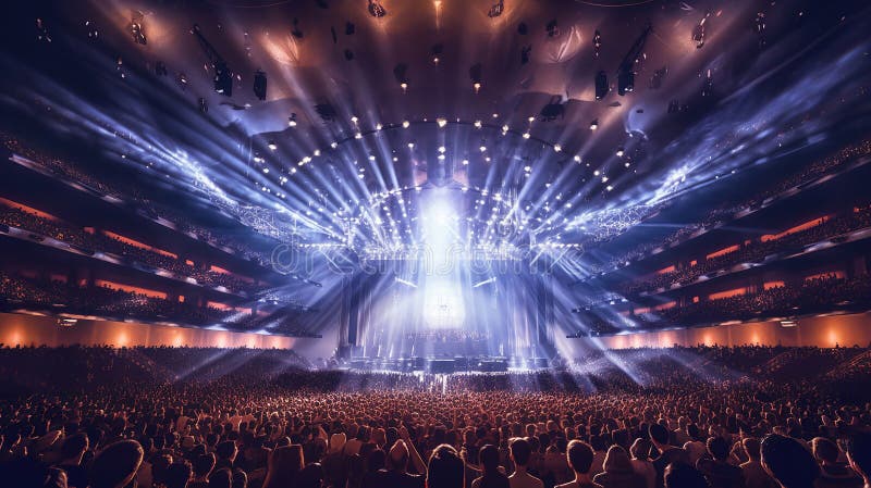 A Crowded Concert Hall with Scene Stage Lights. Generative Ai Stock ...
