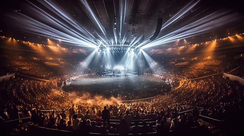 A Crowded Concert Hall with Scene Stage Lights. Generative Ai Stock ...