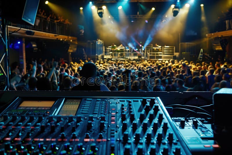 Crowded Concert with Uplifted Hands Against a Sunset Sky Stock Image ...