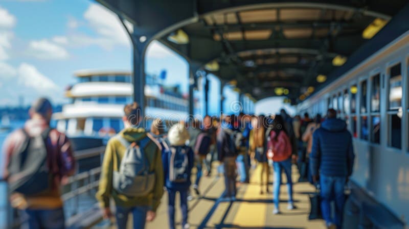 Crowded Ferry Terminal. Overcrowded Transportation Stock Photo - Image ...