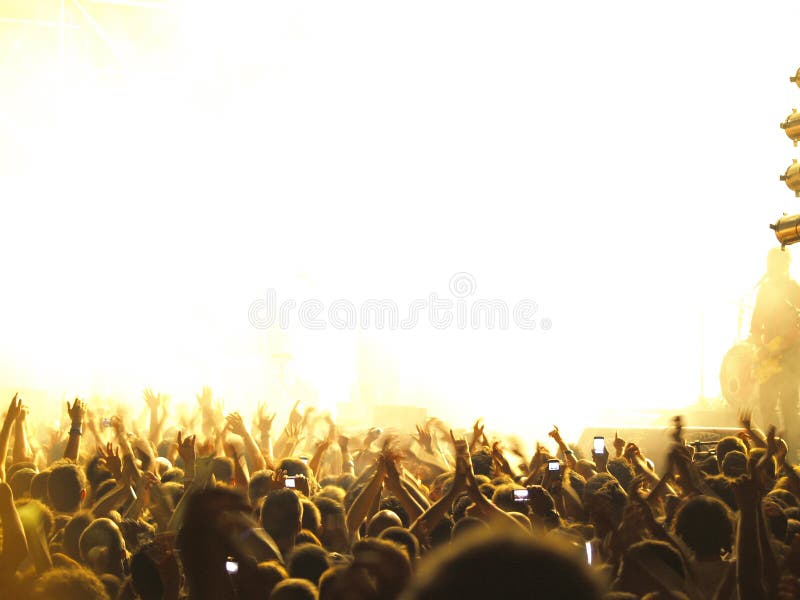 Golden Concert stock image. Image of festival, arms, fans - 5594291