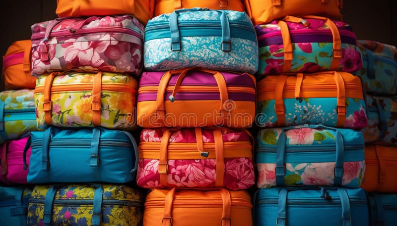 A Crowded Heap of Multi Colored Luggage for a Summer Adventure ...