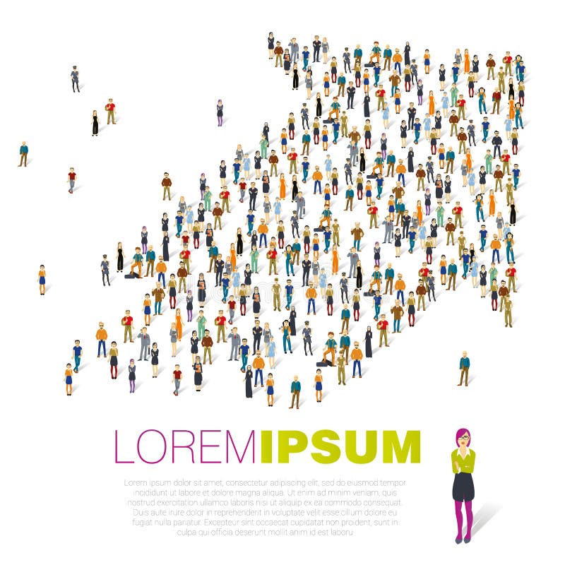 Crowded People Vector Arrow Up Symbol. Stock Vector - Illustration of ...