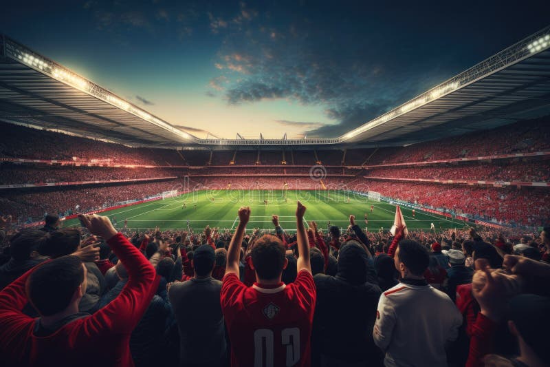 Crowded People Watching Football Match in Stadium Ai Generated Stock ...