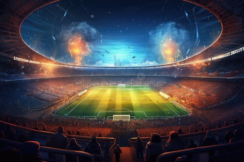 Crowded People Watching Football Match in Stadium Ai Generated Stock ...