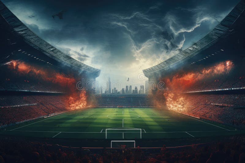 Crowded People Watching Football Match in Stadium Ai Generated Stock ...