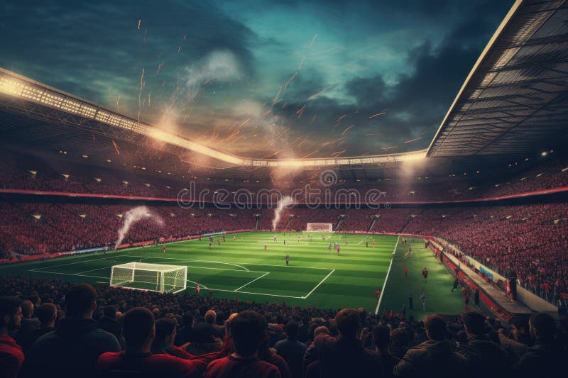 Crowded People Watching Football Match in Stadium Ai Generated Stock ...