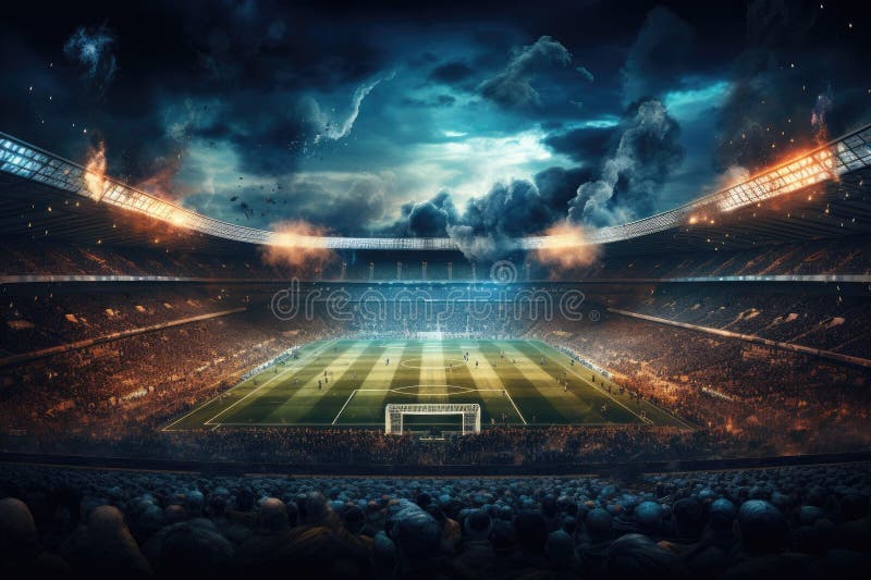 Crowded People Watching Football Match in Stadium Ai Generated Stock ...