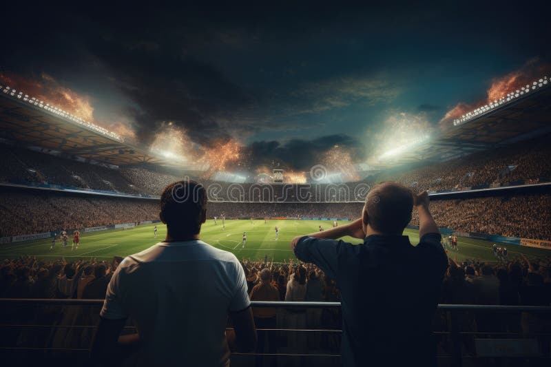 Crowded People Watching Football Match in Stadium Ai Generated Stock ...