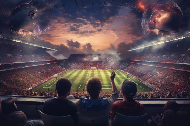 Crowded People Watching Football Match in Stadium Ai Generated Stock ...